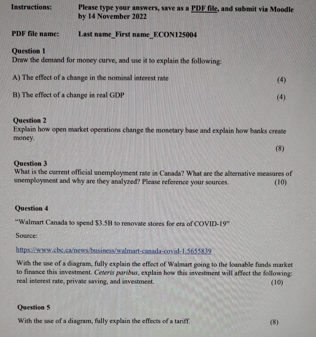 Solved Instructions: Please type your answers, save as a | Chegg.com