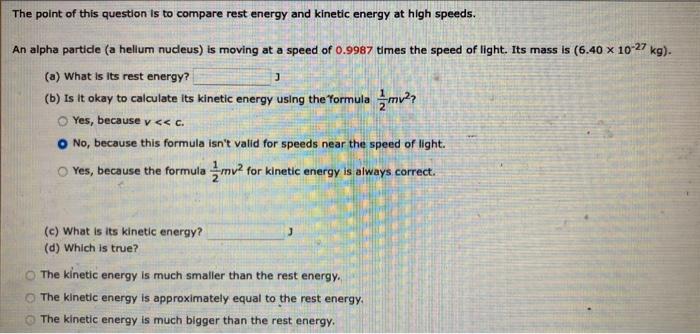 Solved The point of this question is to compare rest energy | Chegg.com