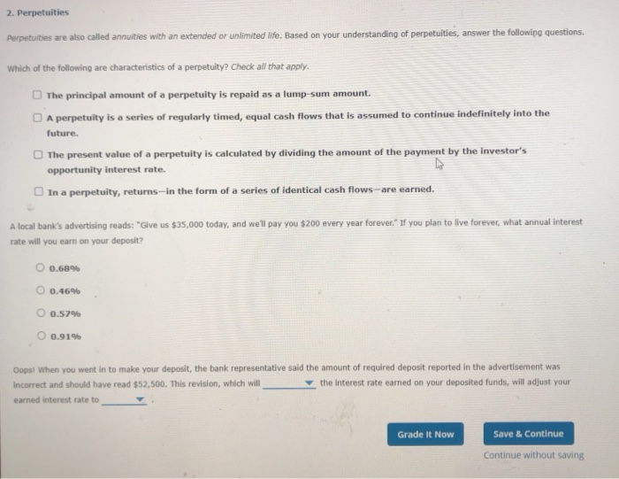 Solved 2. Perpetuities Perpetuities are also called | Chegg.com