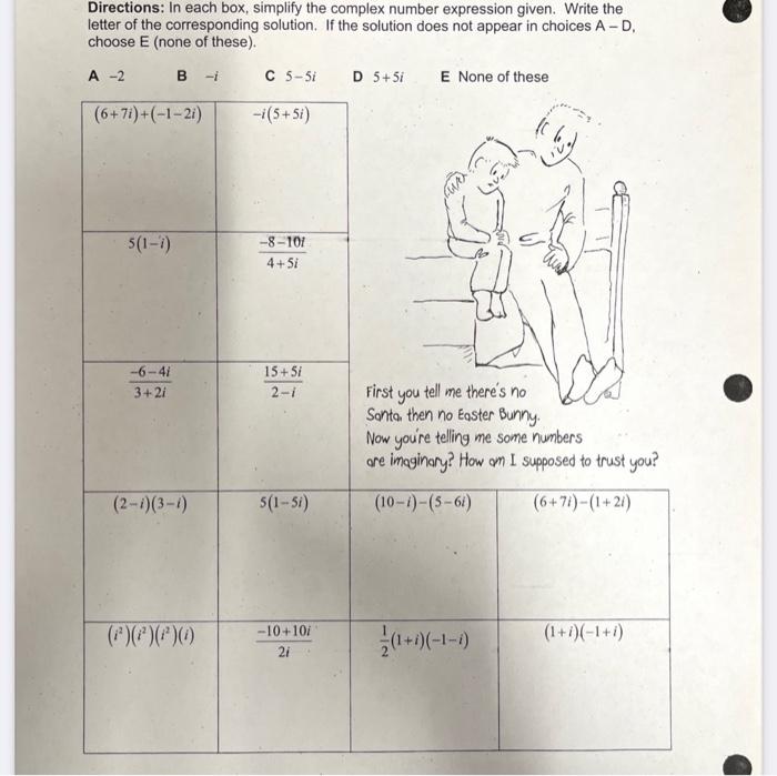 Solved Directions: In each box, simplify the complex number | Chegg.com