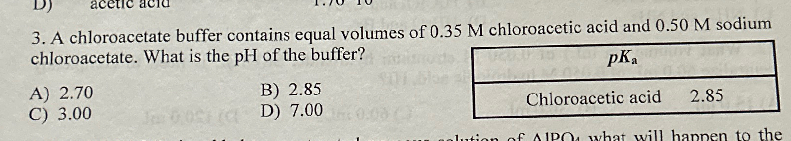 Solved A chloroacetate buffer contains equal volumes of | Chegg.com
