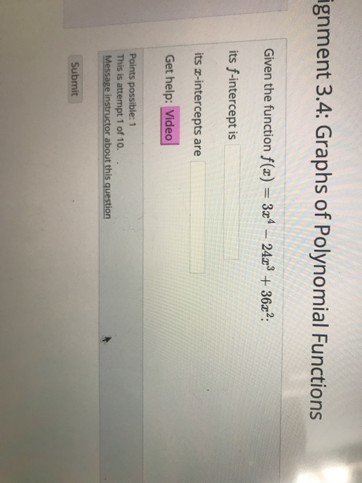 Solved ignment 3.4: Graphs of Polynomial Functions Given the | Chegg.com