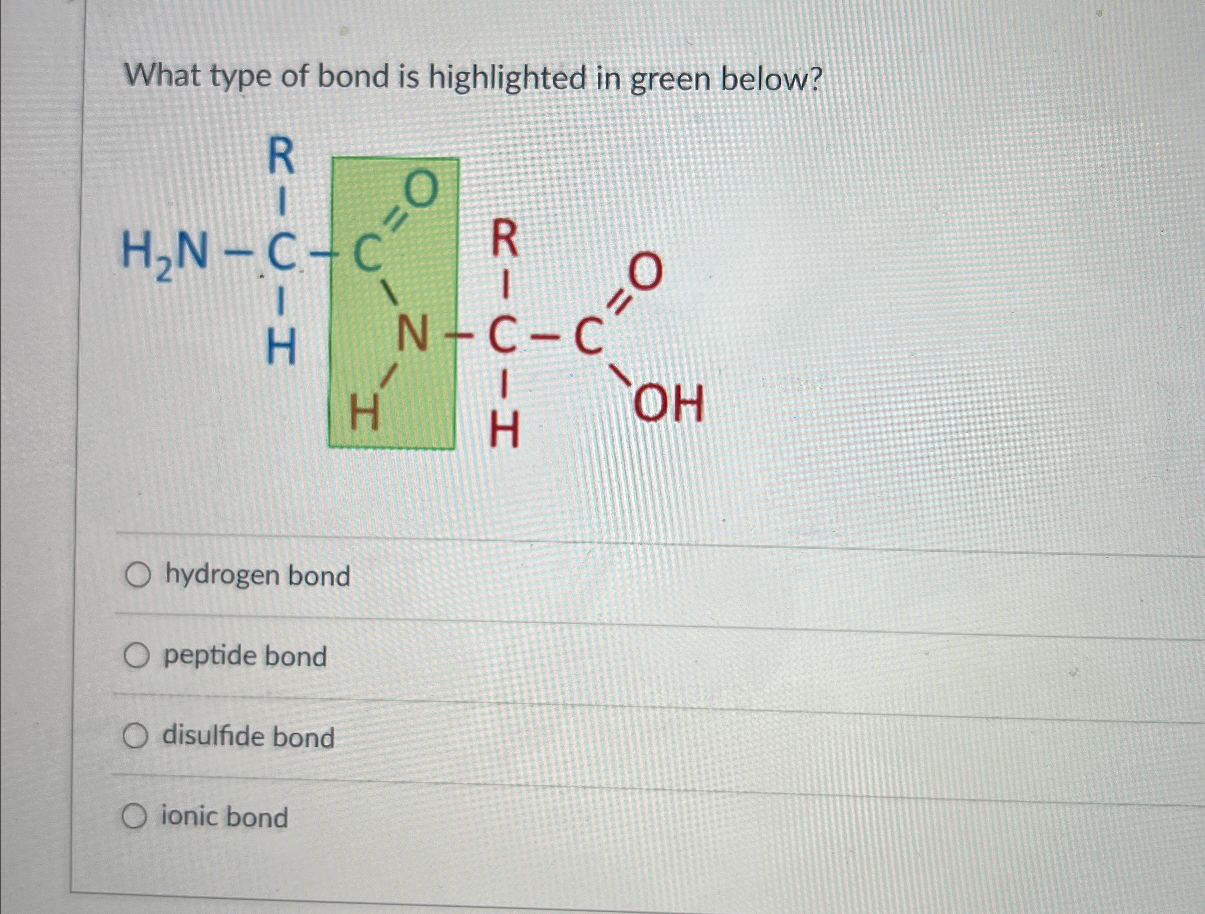 Solved What type of bond is highlighted in green | Chegg.com