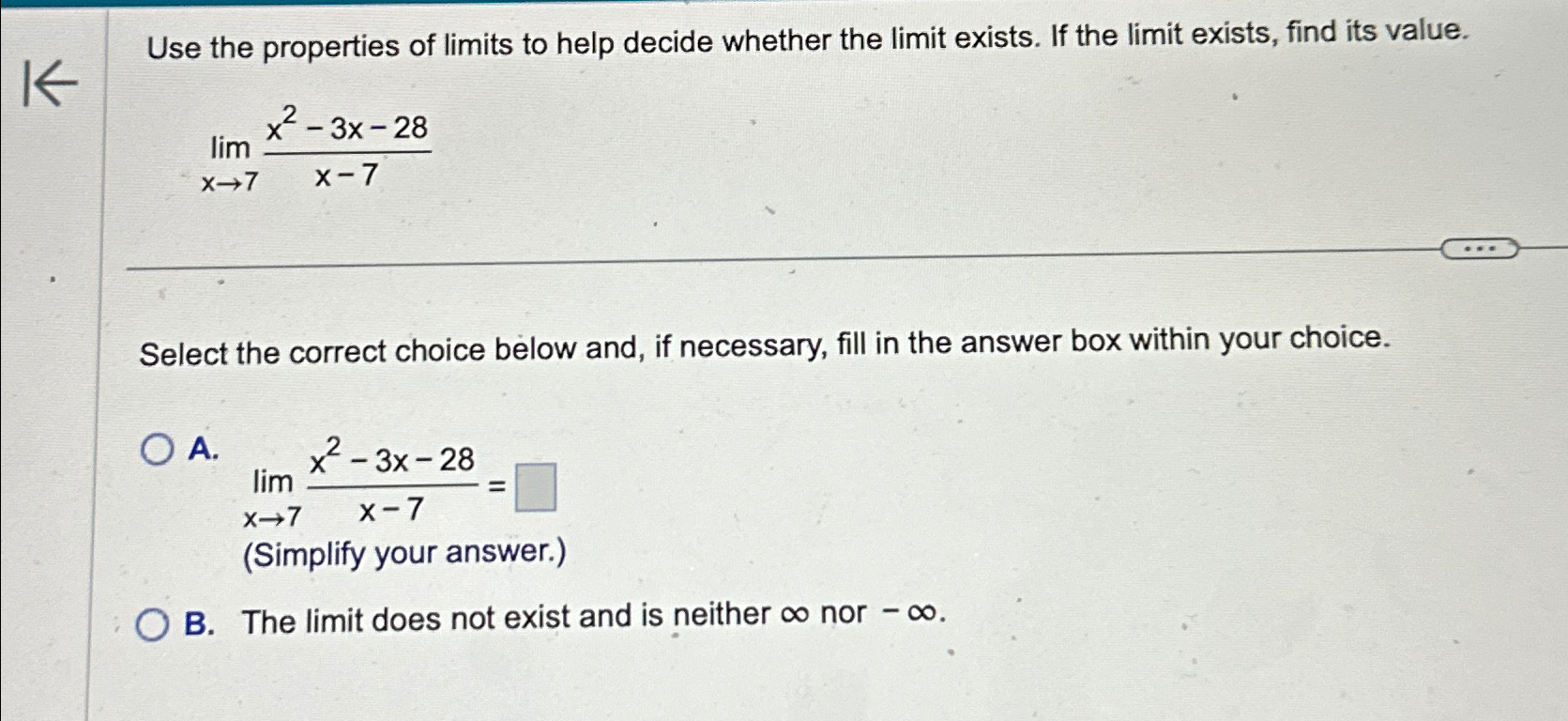 Solved Use the properties of limits to help decide whether | Chegg.com