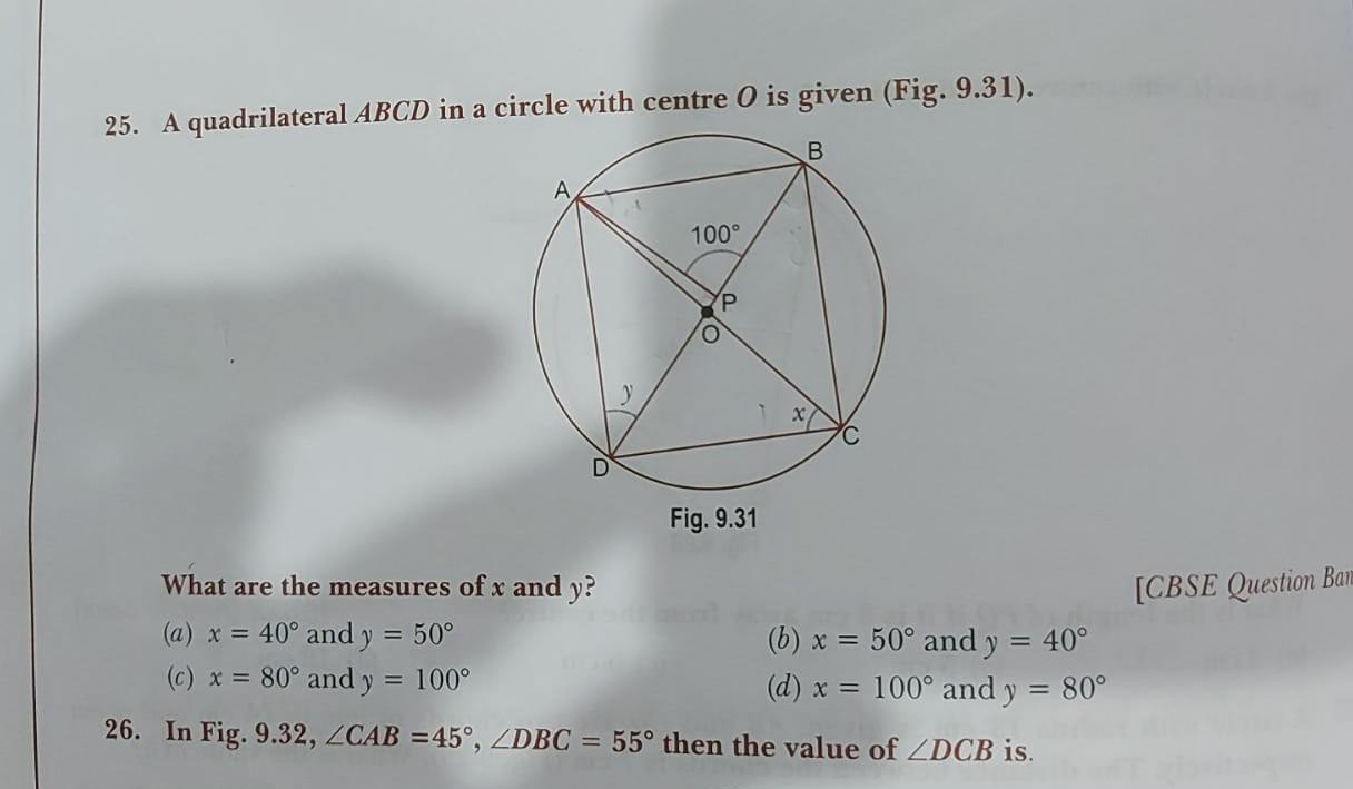 Solved 25. A quadrilateral ABCD in a circle with centre O is | Chegg.com