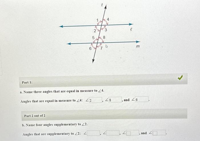 Solved Part 1: Part 2 out of 2 b. Name four angles | Chegg.com
