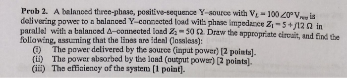 Solved Prob 1. A balanced three-phase, positive-sequence | Chegg.com