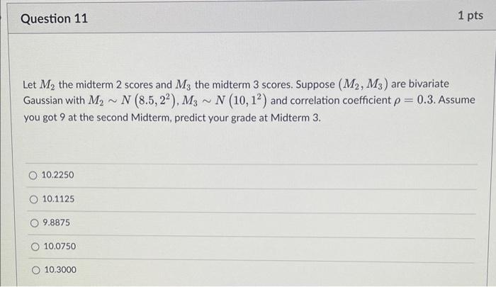 Solved Let M2 the midterm 2 scores and M3 the midterm 3 | Chegg.com
