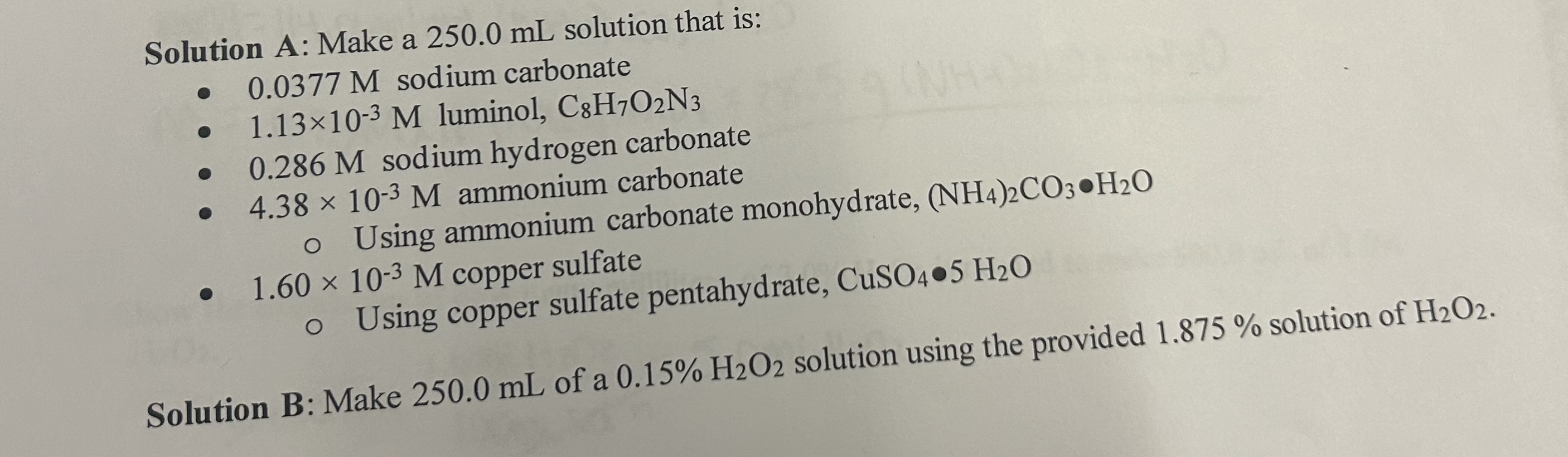 Solution A: Make a 250.0mL ﻿solution that is:,0.0377M | Chegg.com