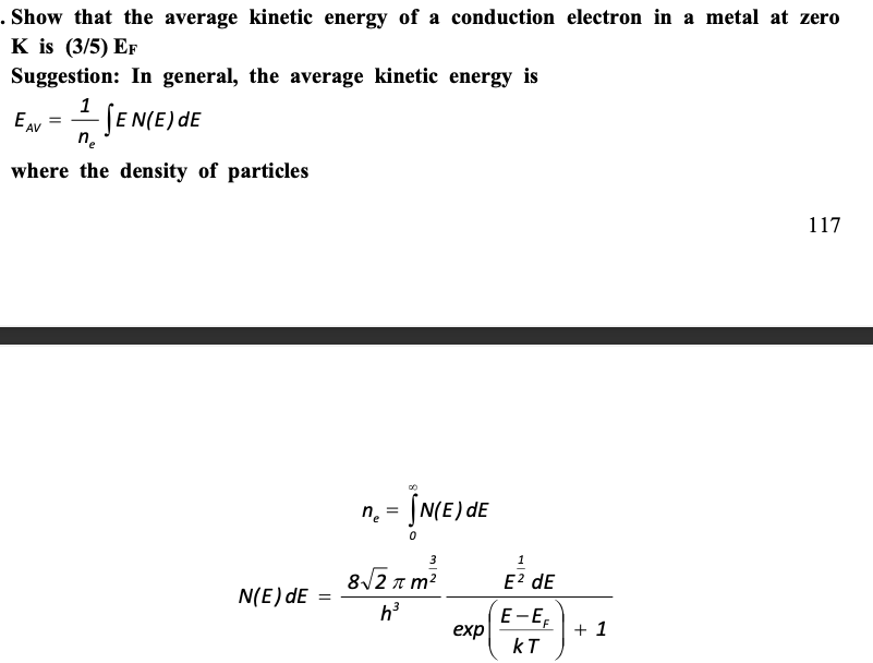 Solved Show that the average kinetic energy of a conduction | Chegg.com