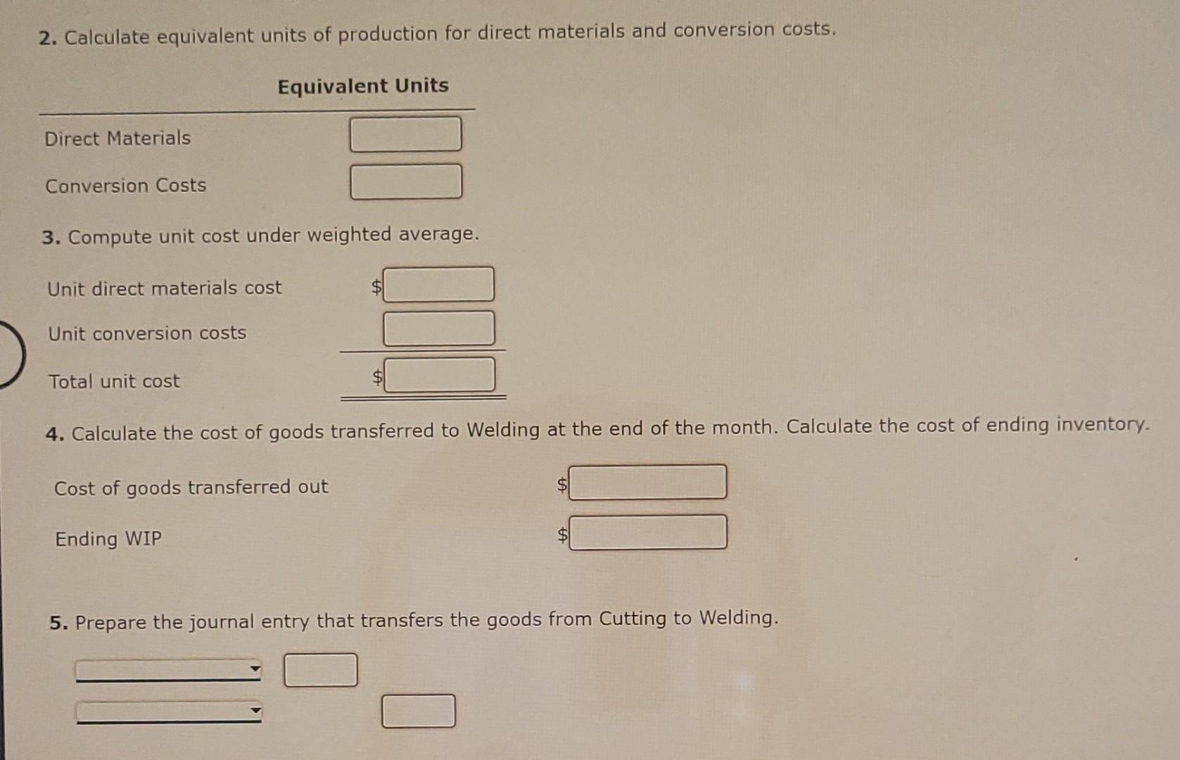 Solved 2. Calculate equivalent units of production for | Chegg.com