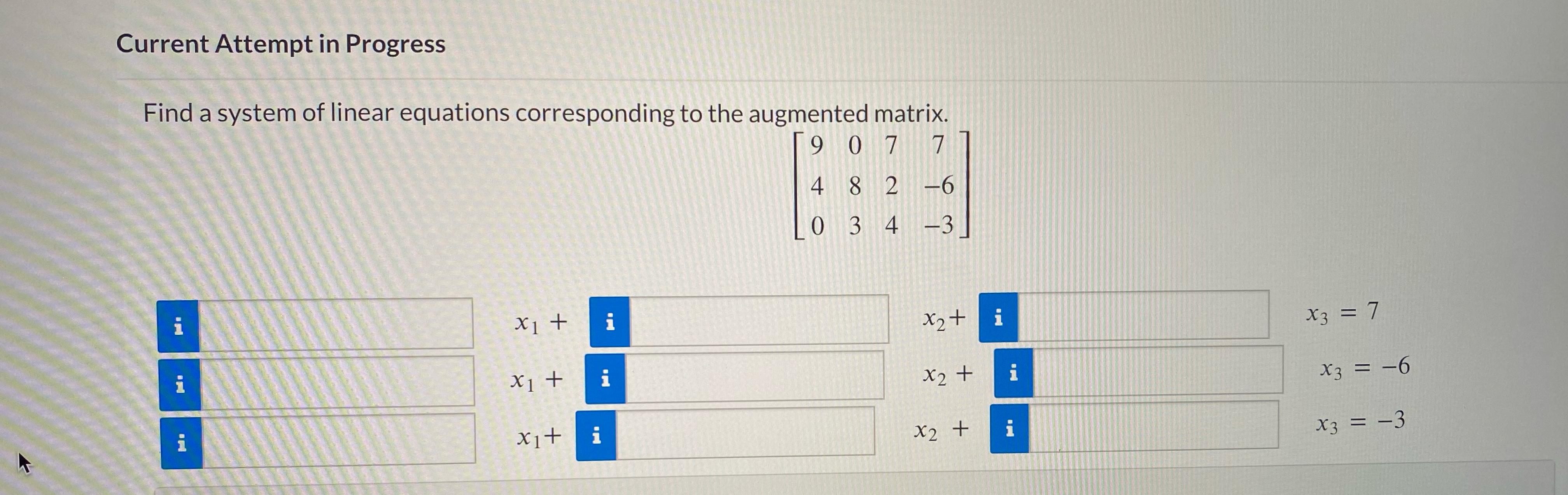 Solved Current Attempt in ProgressFind a system of linear | Chegg.com