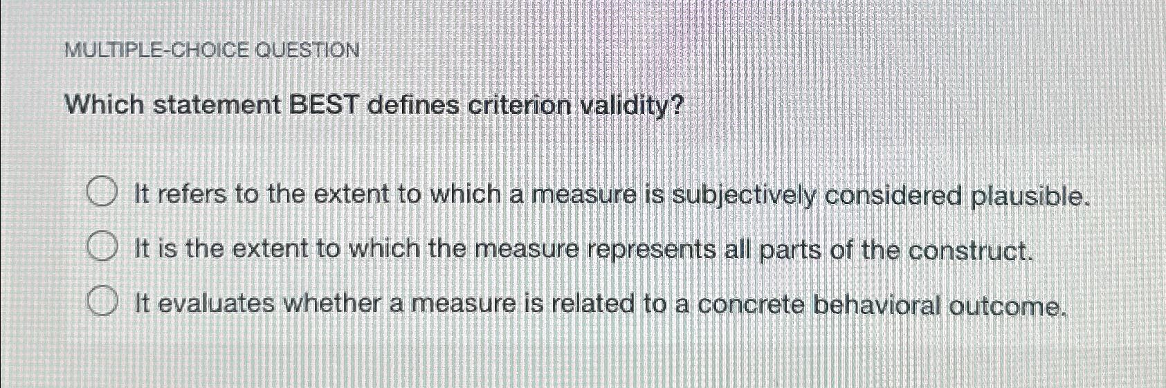 Solved MULTIPLE-CHOICE QUESTIONWhich statement BEST defines | Chegg.com