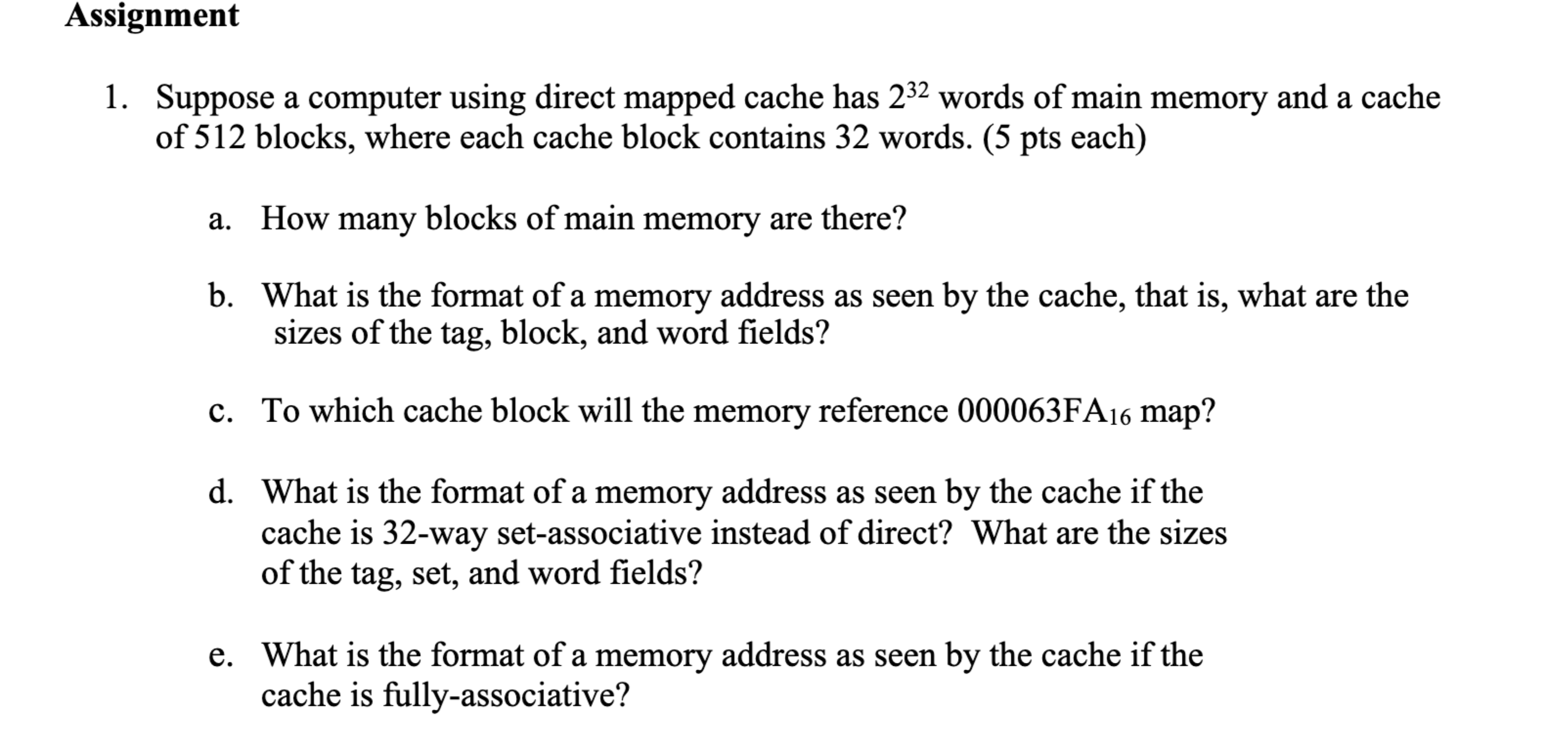 Solved AssignmentSuppose a computer using direct mapped | Chegg.com