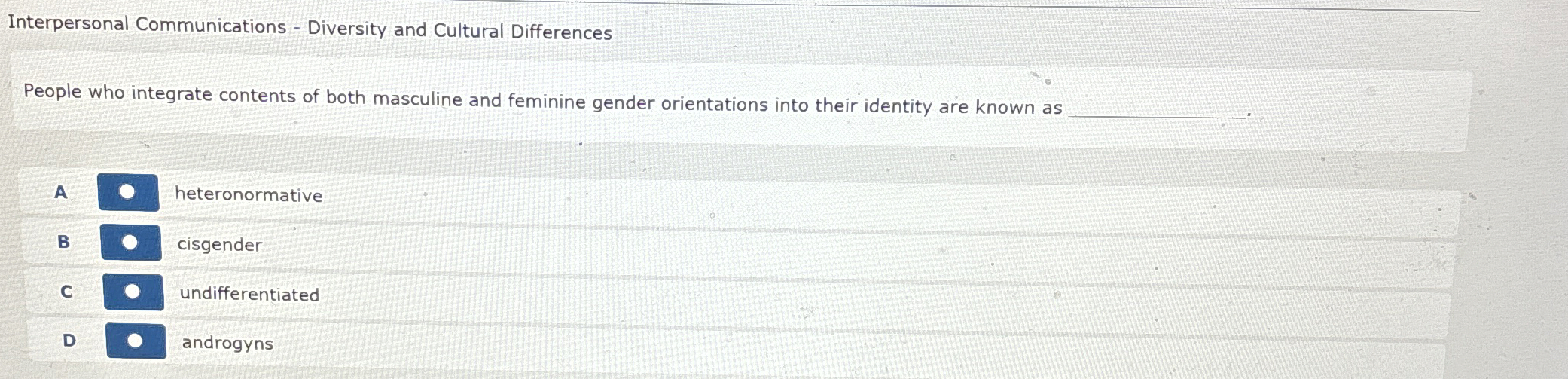 Solved Interpersonal Communications - ﻿Diversity and | Chegg.com
