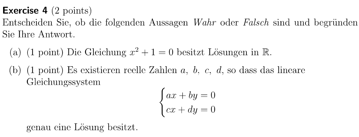 Solved Exercise 4 (2 ﻿points) ﻿Decide whether the following | Chegg.com