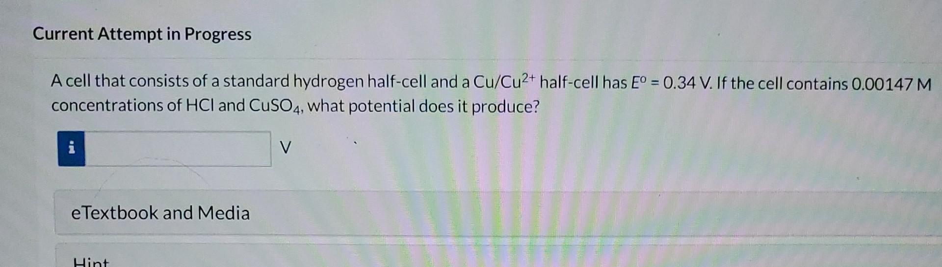 Solved A cell that consists of a standard hydrogen half-cell | Chegg.com