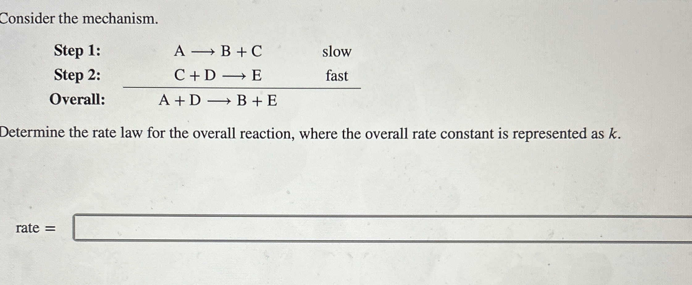 Solved Consider the mechanism.\table[[Step | Chegg.com