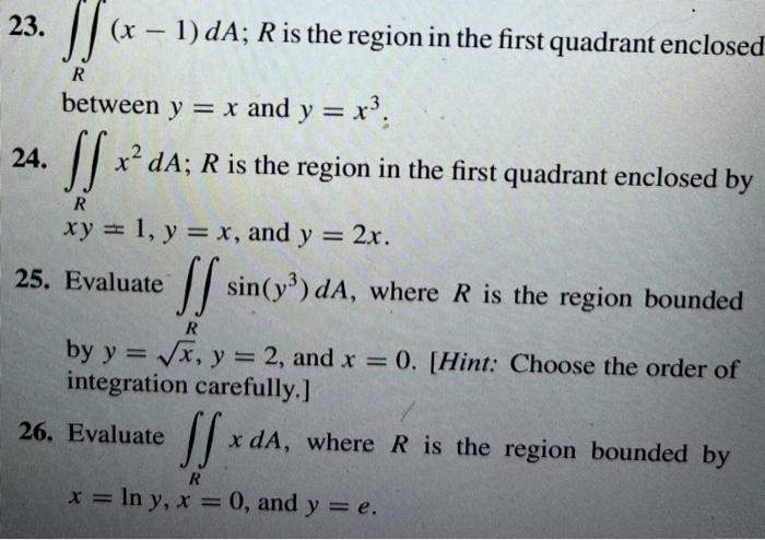 3. ∬R(x−1)dA;R is the region in the first quadrant | Chegg.com