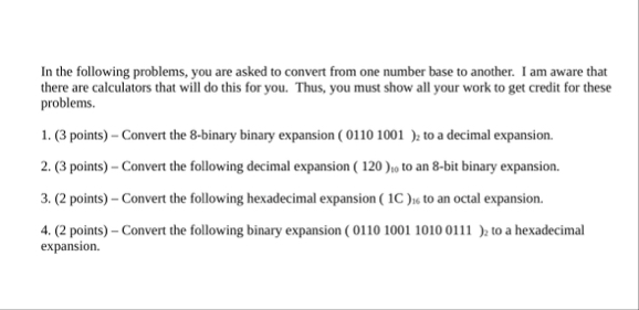 Solved In the following problems, you are asked to convert | Chegg.com