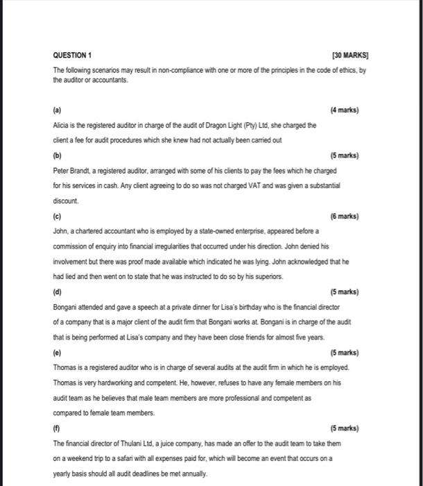 QUESTION 1 [30 MARKS] The following scenarios may | Chegg.com