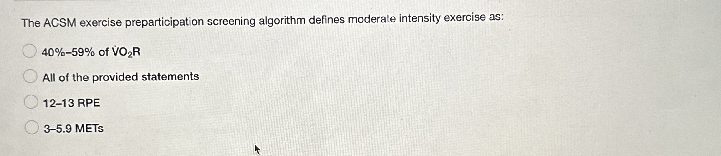 Solved The ACSM exercise preparticipation screening | Chegg.com