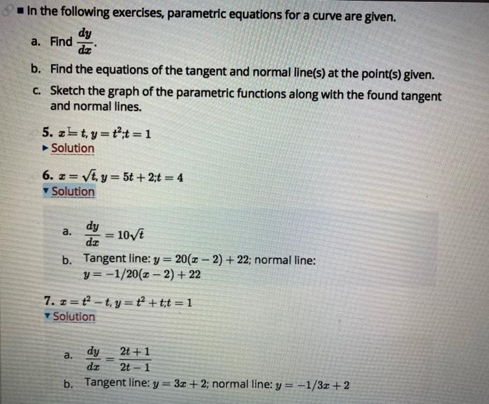Solved - In the following exercises, parametric equations | Chegg.com