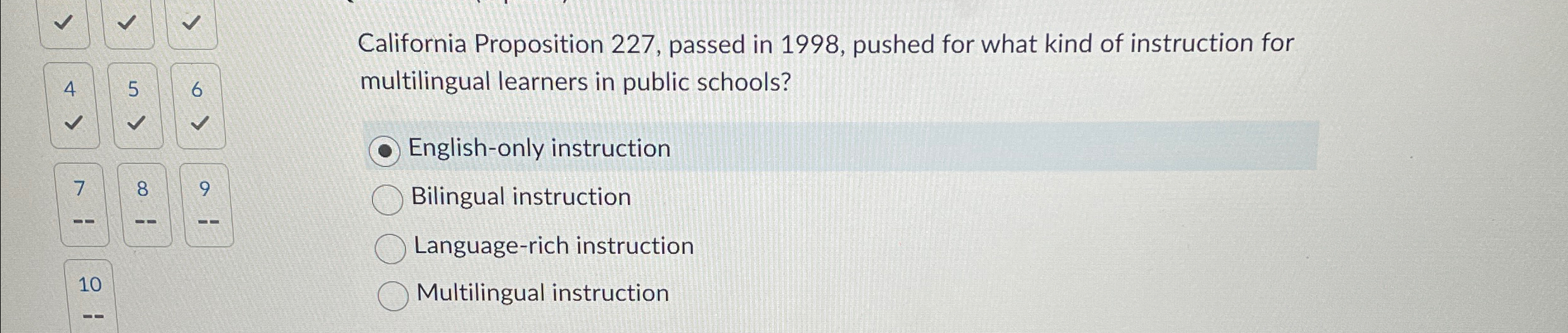 Solved California Proposition 227, ﻿passed in 1998, ﻿pushed | Chegg.com