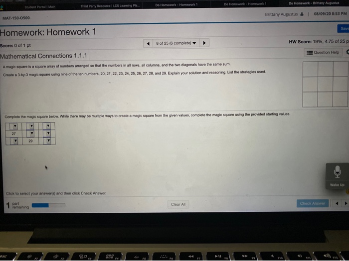 Solved a magic square is a a square array of numbers a | Chegg.com