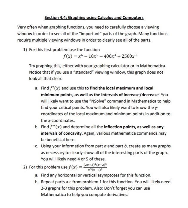 Section 4.4: Graphing using Calculus and Computers | Chegg.com