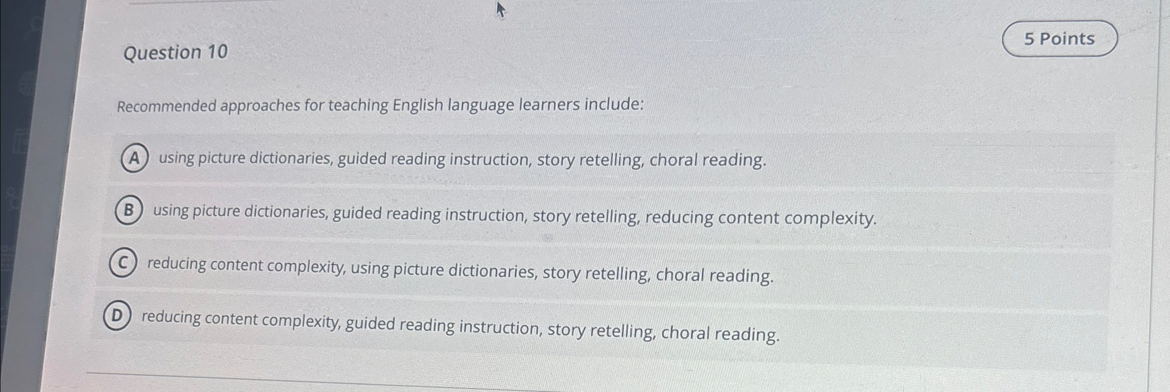 Solved Question 10Recommended approaches for teaching | Chegg.com