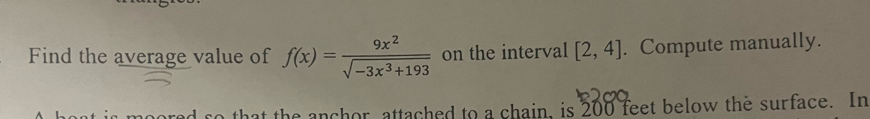 Solved Find the average value of f(x)=9x2-3x3+1932 ﻿on the | Chegg.com