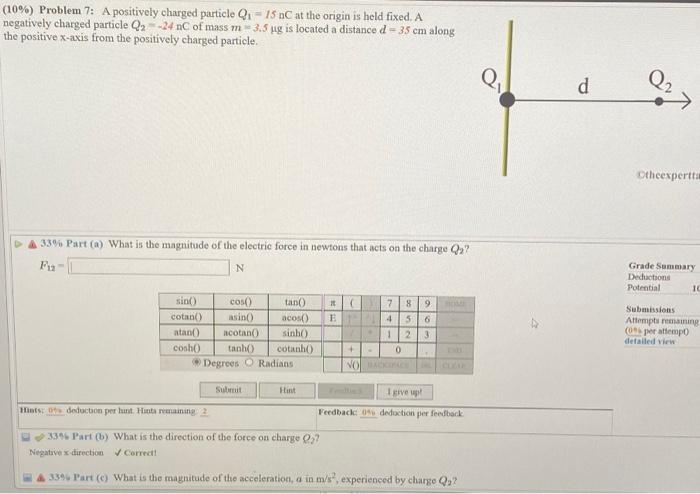 Solved (10\%) Problem 7: A positively charged particle | Chegg.com