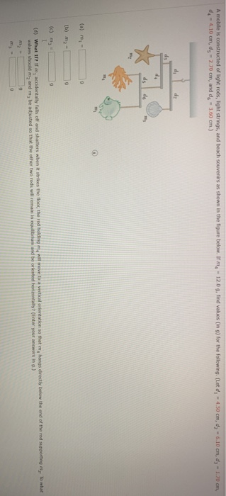 Solved A mobile is constructed of light rods, light strings, | Chegg.com