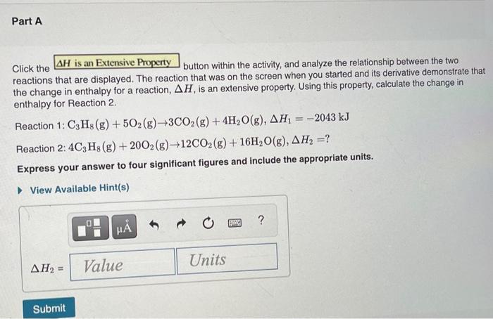 Solved Part A - Click the AH is an Extensive Property button | Chegg.com