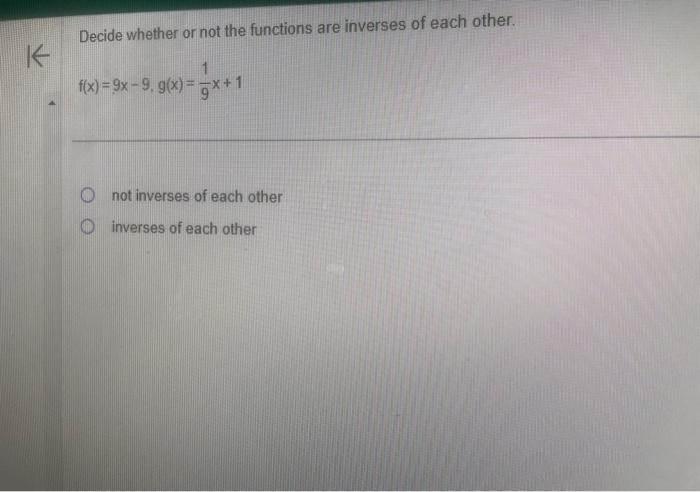 Solved Decide whether or not the functions are inverses of | Chegg.com