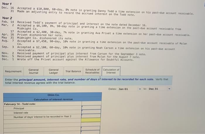 Solved Year 1 Dec. 16 Accepted a $10,800, 60-day, 8 note in | Chegg.com