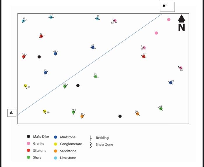 Solved Create a geological map with the information provided | Chegg.com