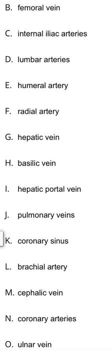 Solved Match the description to the correct vessel names in | Chegg.com
