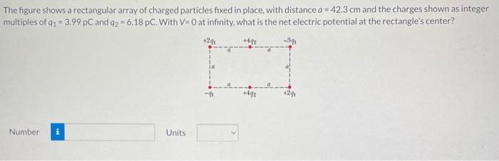 Solved The figure shows a rectangular array of charged | Chegg.com