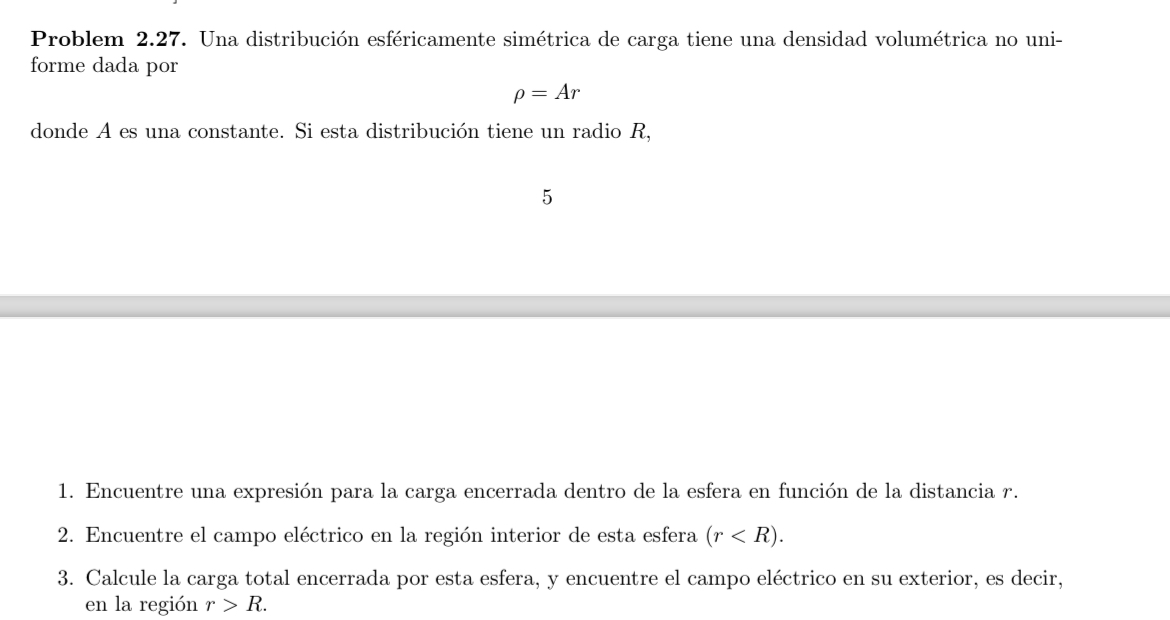 Solved Problem 2.27. ﻿Una distribución esféricamente | Chegg.com