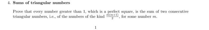 Solved 4. Sums of triangular numbers Prove that every number | Chegg.com