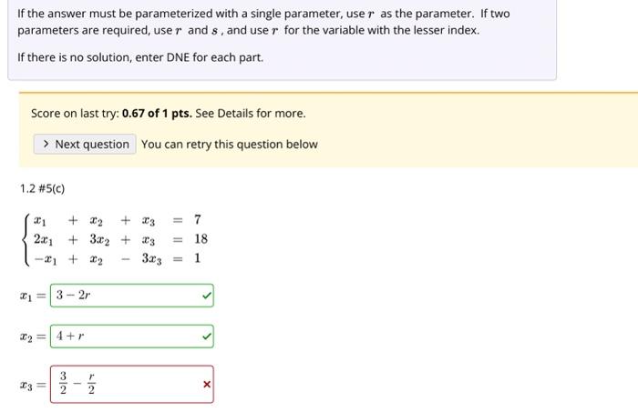 Solved If the answer must be parameterized with a single | Chegg.com