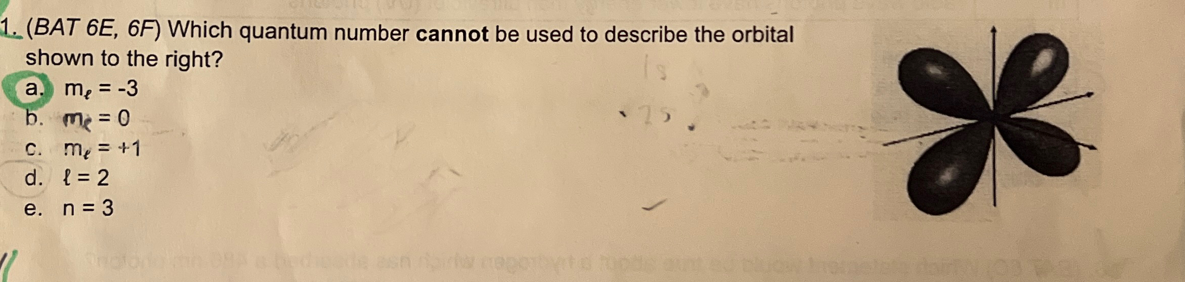 Solved (BAT 6E, 6F) ﻿Which quantum number cannot be used to | Chegg.com
