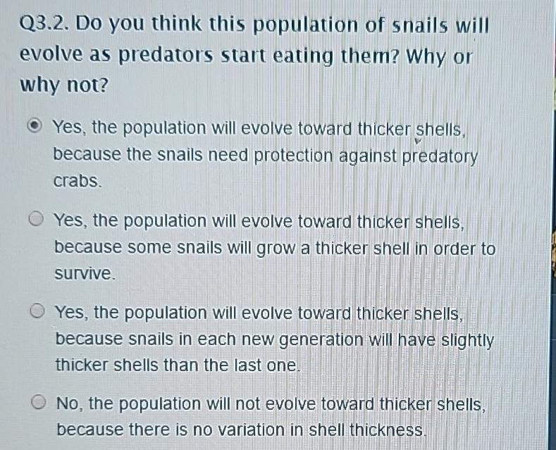 Solved Q3.2. ﻿Do you think this population of snails will | Chegg.com