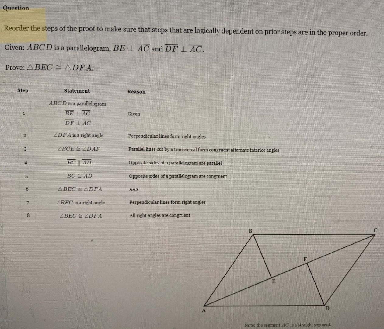 Solved Reorder the steps of the proof to make sure that | Chegg.com