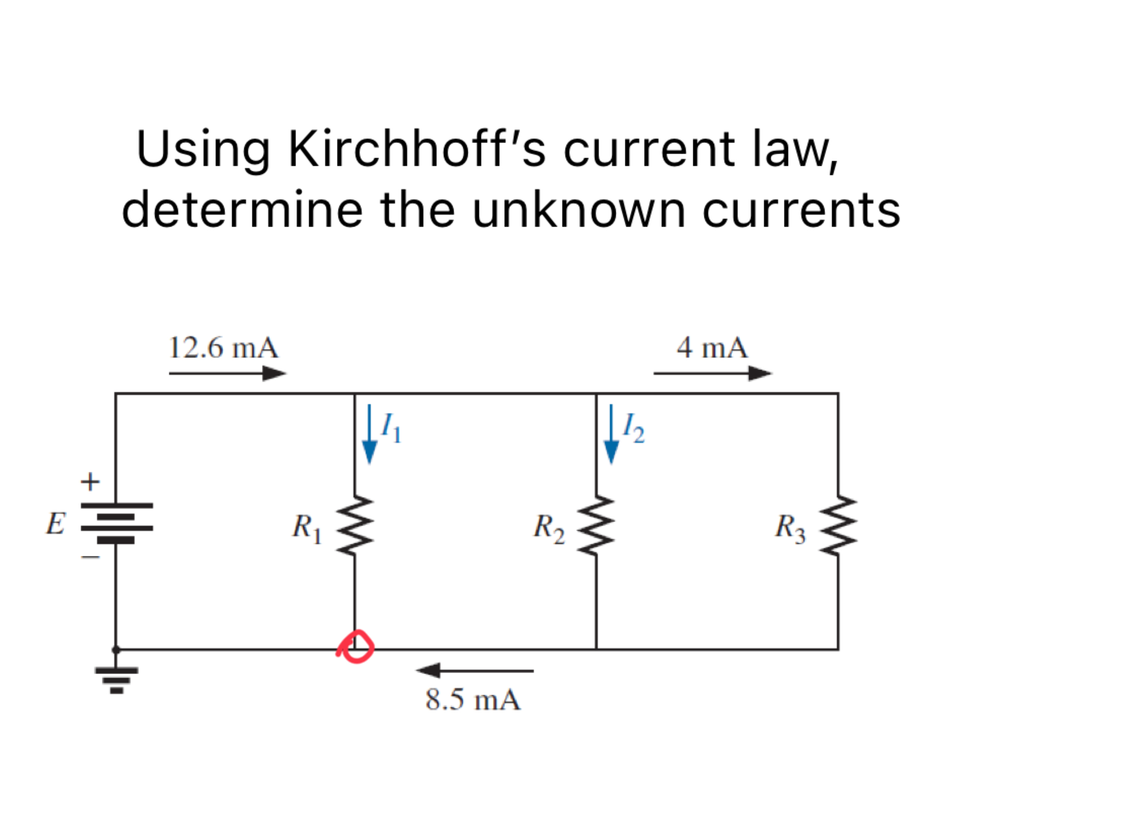 Solved Using Kirchhoff's current law, determine the unknown | Chegg.com