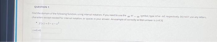 Solved QUESTION 1 Find the domain of the following function, | Chegg.com