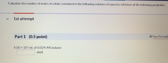 Solved Part 1 (0.5 point) 0.610 mol of BaCl2 in 100.0 mL of | Chegg.com