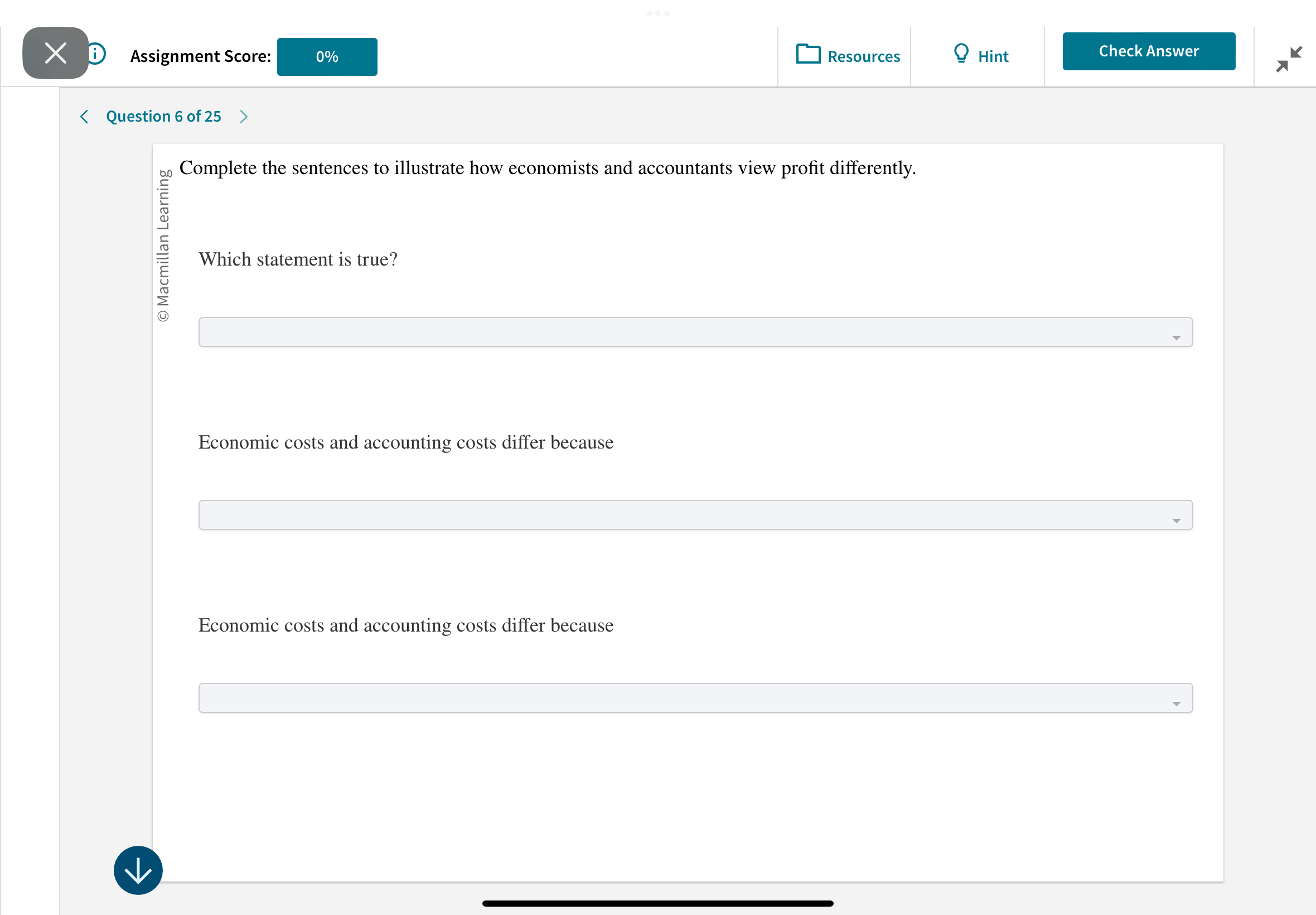 Solved Assignment Score:ResourcesHintQuestion 6 ﻿of 25bo | Chegg.com